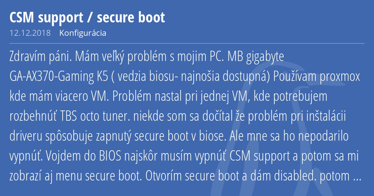 CSM support / secure boot