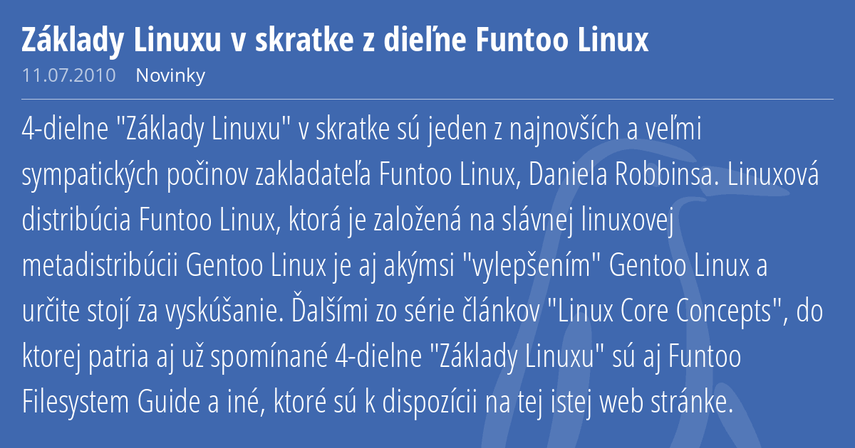 Základy Linuxu v skratke z dieľne Funtoo Linux
