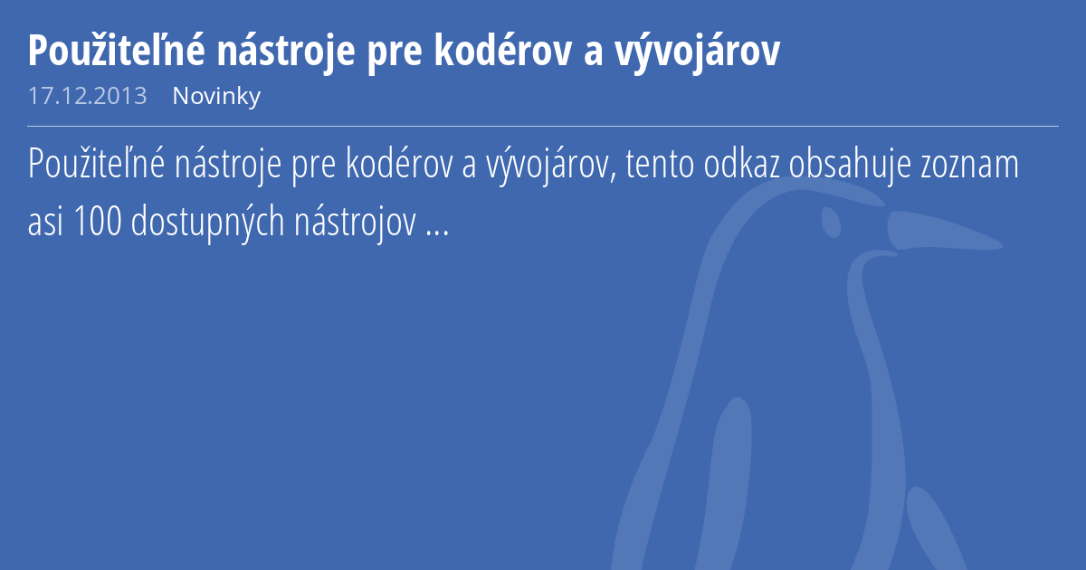 Použiteľné nástroje pre kodérov a vývojárov