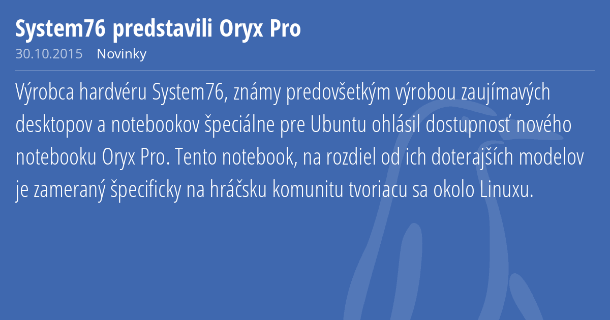 System76 predstavili Oryx Pro
