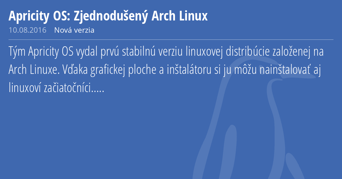 Apricity OS: Zjednodušený Arch Linux