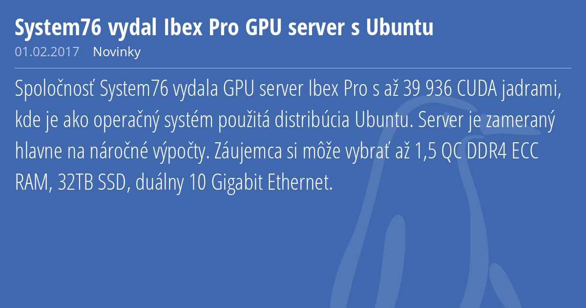 System76 vydal Ibex Pro GPU server s Ubuntu