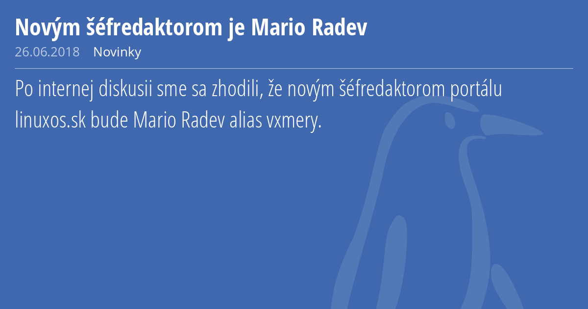 Novým šéfredaktorom je Mario Radev