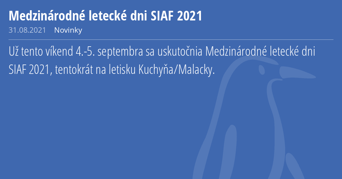 Medzinárodné letecké dni SIAF 2021
