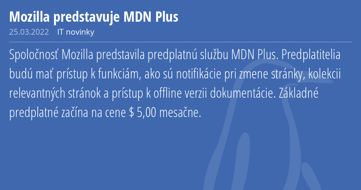 Mozilla predstavuje MDN Plus