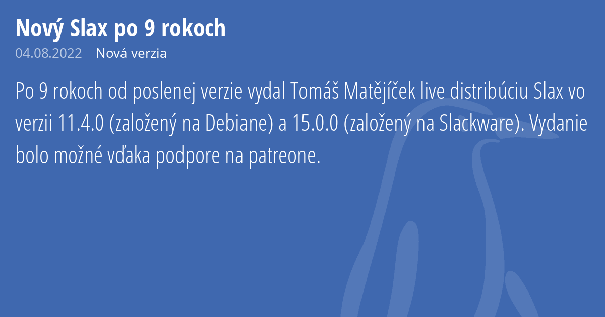 Nový Slax po 9 rokoch