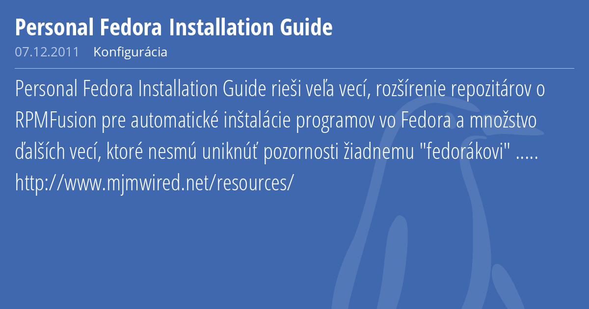 Personal Fedora Installation Guide