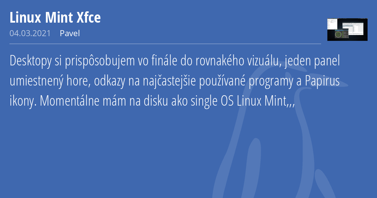 Linux Mint Xfce | LinuxOS.sk