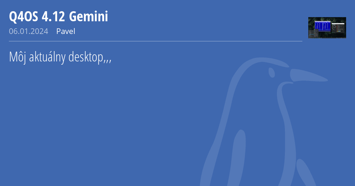Q4OS 4.12 Gemini | LinuxOS.sk