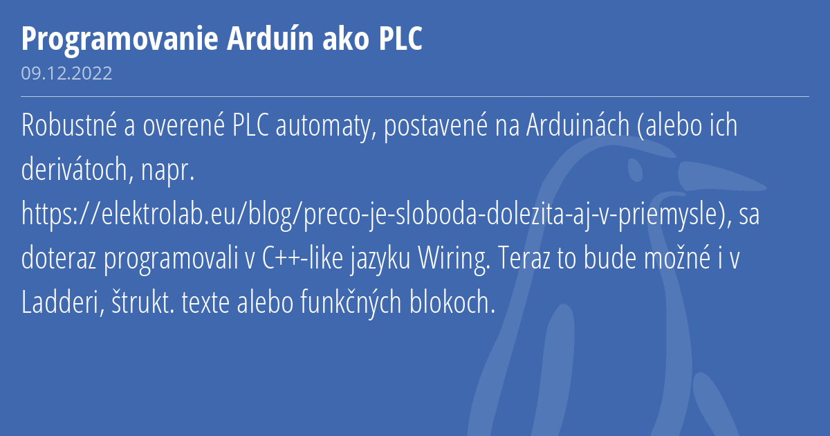 Programovanie Arduín ako PLC