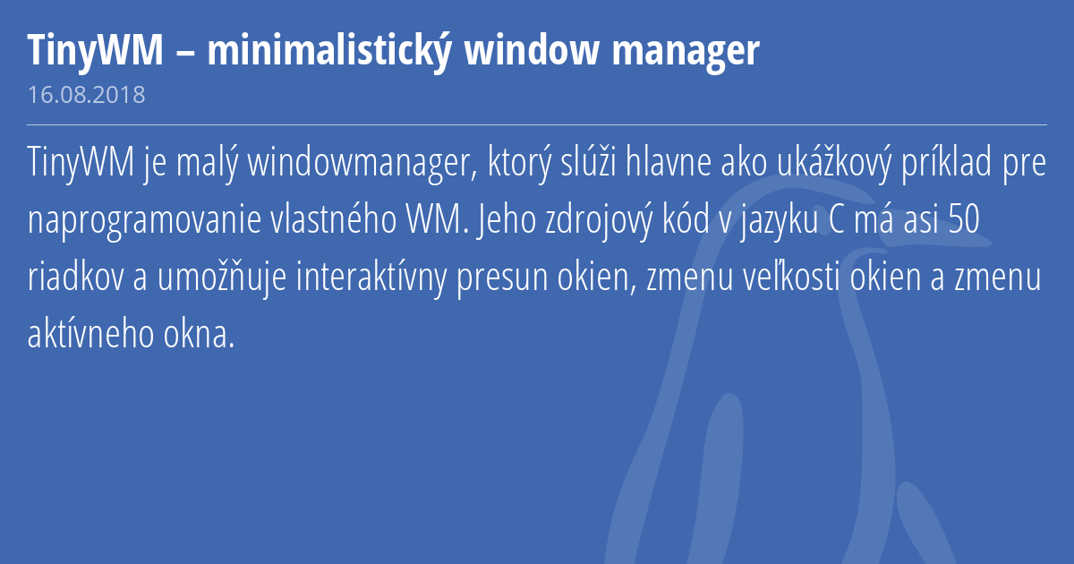 TinyWM – minimalistický window manager